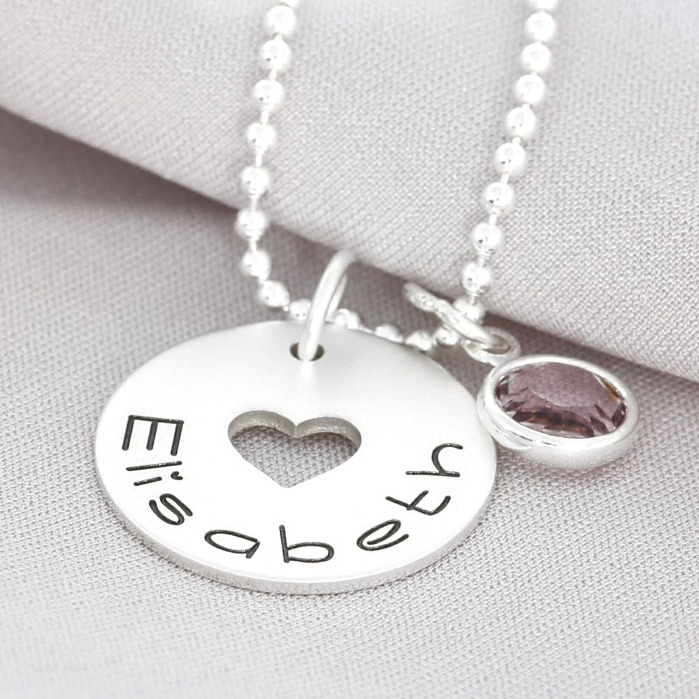 Namenskette mit Gravur und Geburtsstein - personalisierbare Halskette – Namelano