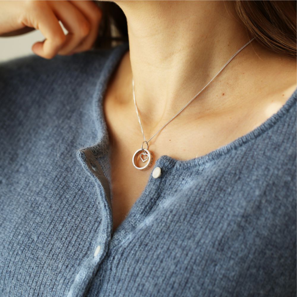 Ring Kette 925 Silber mit Gravur Herz - Silberschmuck personalisiert ...